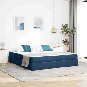 Postel s úložným prostorem a matrací Modrá 160 x 200 cm 3399675