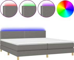 Box spring postel s matrací a LED tmavě šedá 200x200 cm textil 3133662