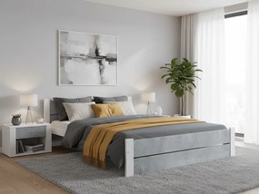 Postel IKAROS DOUBLE 180 x 200 cm, beton/bílá Matrace: Matrace Coco Maxi 20 cm, Rošt: Bez roštu