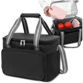 Camerazar Termální taška Lunch Box na snídani, prostorná a černá, ideální pro cestování a udržení teploty jídla