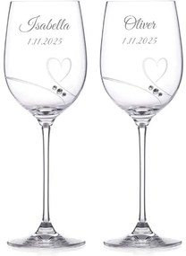 Dekorant Svatební sklenice na bílé víno Romance simple s krystaly Swarovski 330 ml 2KS