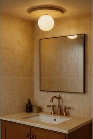 Béžové kamenné stropní svítidlo se skleněným stínidlem ø 12 cm Hilde – Opviq lights
