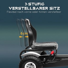 HOMCOM Pedálový Go-Kart pro děti od 5 let – dětské pedálové auto s nastavitelným sedadlem, gumovými pneumatikami a ruční brzdou pro chlapce a dívky, …