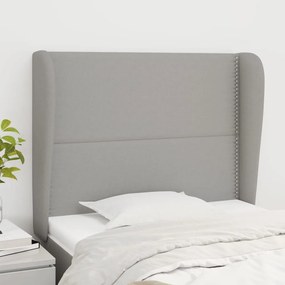 Čelo postele typu ušák světle šedé 103x23x118/128 cm textil 3117806