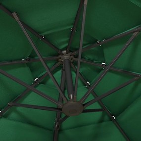 4stupňový zahradní slunečník s hliníkovou tyčí zelený 3 x 3 m 313829