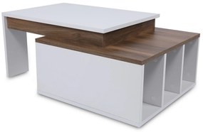 Hanah Home Konferenční stolek Kolarado - White, Wanut, Bílá, Ořech
