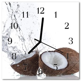 Nástenné skleněné hodiny kokosové ořechy