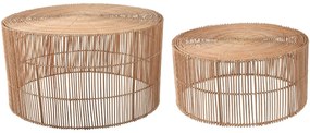 OnaDnes -20% Set dvou ratanových konferenčních stolků Kave Home Elmima 66/55 cm