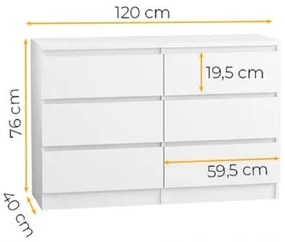 Komoda 120/6 cm - dub sonoma