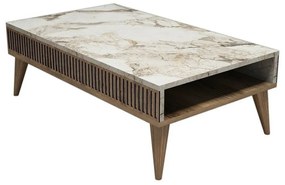 Konferenční stolek Mila White Marble and Walnut