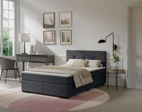 XXXLutz POSTEL BOXSPRING, 140/200 cm, antracitová MID.YOU - Jednolůžkové postele - 002784001210