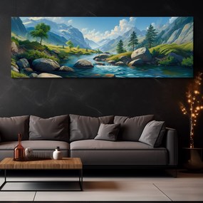 Obraz na plátně - Kamenný potok za krásného dne FeelHappy.cz Velikost obrazu: 120 x 40 cm