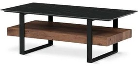 Autronic Konferenční stůl Stůl konferenční, deska slinutá keramika 120x60, černý mramor, nohy černý kov, tmavě hnedá dýha (AHG-286 BK)