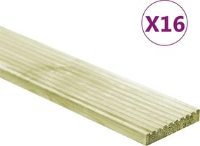 vidaXL Podlahová prkna 16 ks 2,32 m² 1 m impregnované borové dřevo [3107763]
