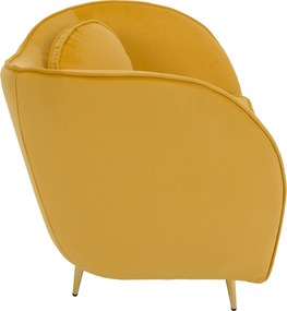 Designové křeslo, žlutá Velvet látka/gold chrom zlatá, EZIO