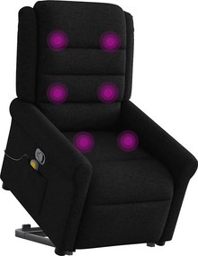 Zvedací masážní polohovací křeslo černé textil 3303326