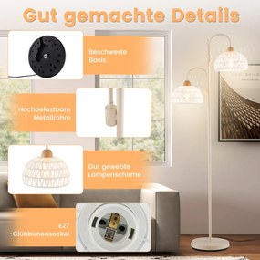 Costway Stojací lampa se 2 světly a nožním spínačem otočná stromová lampa o 350°