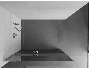 Mexen Kioto+ L, sprchová zástěna Walk-In s poličkou a věšákem 90 x 200 cm, 8mm sklo vzor zrcadlo, chromový profil, 800-090-123-01-50