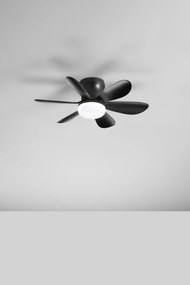 FAN LED-WIND-NER Stropní ventilátorové LED svítidlo Wind (černé) 10 W, 1100 lm, CCT, stmívatelné, IR ovladač, 16 x 53 cm - FANEUROPE