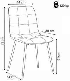 Jídelní židle modrá sametová látka, kovové nohy černé CT-281 BLUE4
