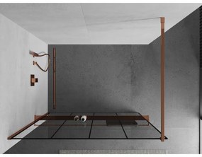 Mexen Kioto+, sprchová zástěna s poličkou a držákem na ručníky 130 x 200 cm, 8mm čiré sklo vzor černý, profil růžové zlato, 800-130-121-60-7