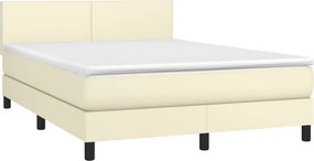 Box spring postel s matrací krémová 140x190 cm umělá kůže 3141001