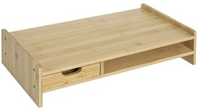 HOMCOM Stojan na monitor Stojan na obrazovku Stolní organizér se zásuvkami v přírodní barvě 49x25,5x11,5cm pro objednávku na pracovišti