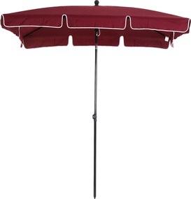Zahradní slunečník Outsunny z hliníku 198x130x245 cm obdélníkový s naklápěcí funkcí pro terasu a venkovní patio Víno červená | Aosom