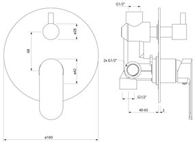 Sapho, CORNELI podomítková sprchová baterie, 2 výstupy, otočný přepínač, chrom, CE43