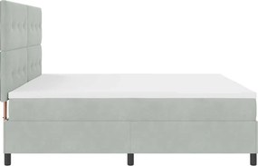 Postel s boxspringem s čelo Světle šedá 200 x 200 cm samet 3339854
