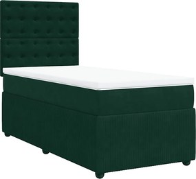 Box spring postel s matrací tmavě zelená 90x190 cm samet 3292229