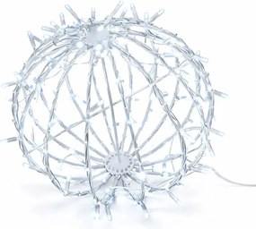 Easy fix 3D LED svítící koule, skládací, pr. 40 cm, ledově bílá, bílý kabel, IP67, hliník