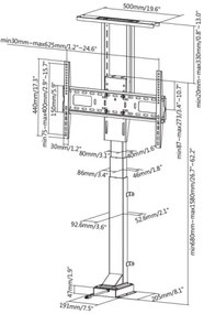 MK FLORIA MKF-19DM648 - Stojací držák pro TV 37-65" černá + dálkové ovládání