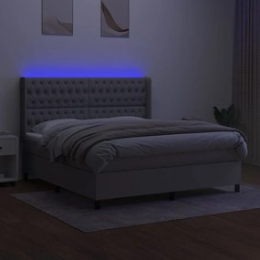 Box spring postel s matrací a LED světle šedá 180x200 cm textil 3138573