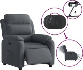 Elektrické polohovací křeslo tmavě šedé samet 3205071