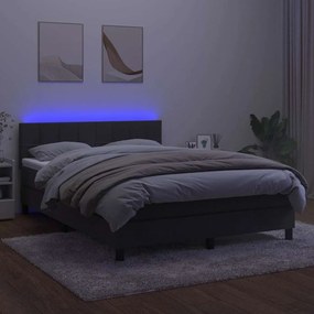 Box spring postel s matrací a LED tmavě šedá 140x200 cm samet 3134406