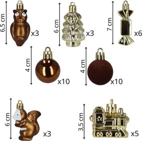 Vánoční baňky hnědo-zlaté mix - sada 41ks, vánoční ozdoby