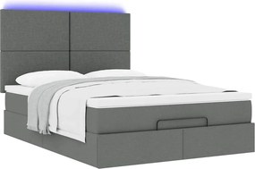 Osmanský rám postele s matrací tmavě šedá 140x190cm textil 3313921
