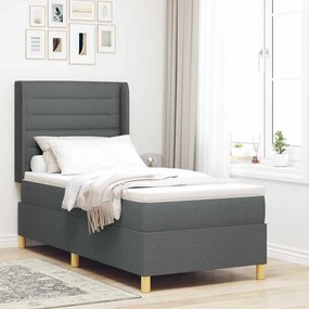 Postel s boxspringem s matrací Tmavě šedá 100 x 200 cm textil 3341757