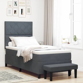 Postel s boxspringem s čelo Tmavě šedá 200 x 100 cm samet 3344559