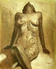 Potetovaná nahá žena - 60 x 50cm cm