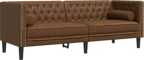 3dílná sedačka Chesterfield s podhlavníky hnědá umělý semiš 3209290