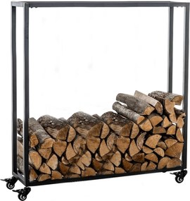 Stojan na palivové dřevo Hetta 25x80x100 cm – černá