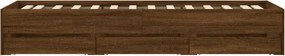 Rám postele se zásuvkami hnědý dub 100x200 cm kompozitní dřevo 3207293