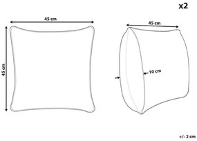 Sada 2 zahradních polštářů se vzorem palem 45 x 45 cm bílé MOLTEDO Beliani