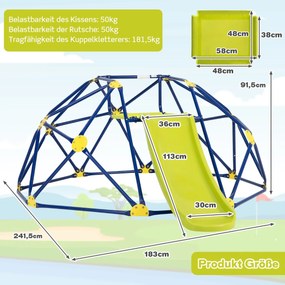 Costway Horolezecká kopule a skluzavka ve tvaru kopule Gleb, žluť