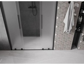 Mexen Velar L Duo, posuvné sprchové dveře do otvoru 160 cm, 8mm sklo námraza, černá matná, 871-160-003-32-70