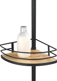 Teleskopická sprchová police DOLCEDO, z bambusu a nerezové oceli, 31 x 65-275 x 23 cm, černá, Wenko