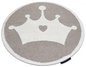 Kulatý dětský koberec JOY Královská koruna béžový krémový Rozměr: průměr 120 cm