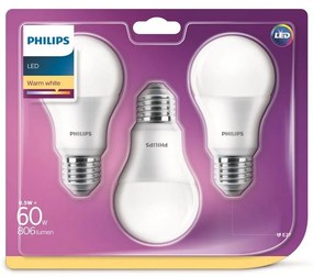 Philips | SADA 3x LED Žárovka Philips A60 E27/8,5W/230V 2700K | P2250
